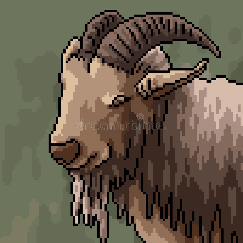 Pixel Art Goat Head Portrait Stock Vector - Illustration of beard ...