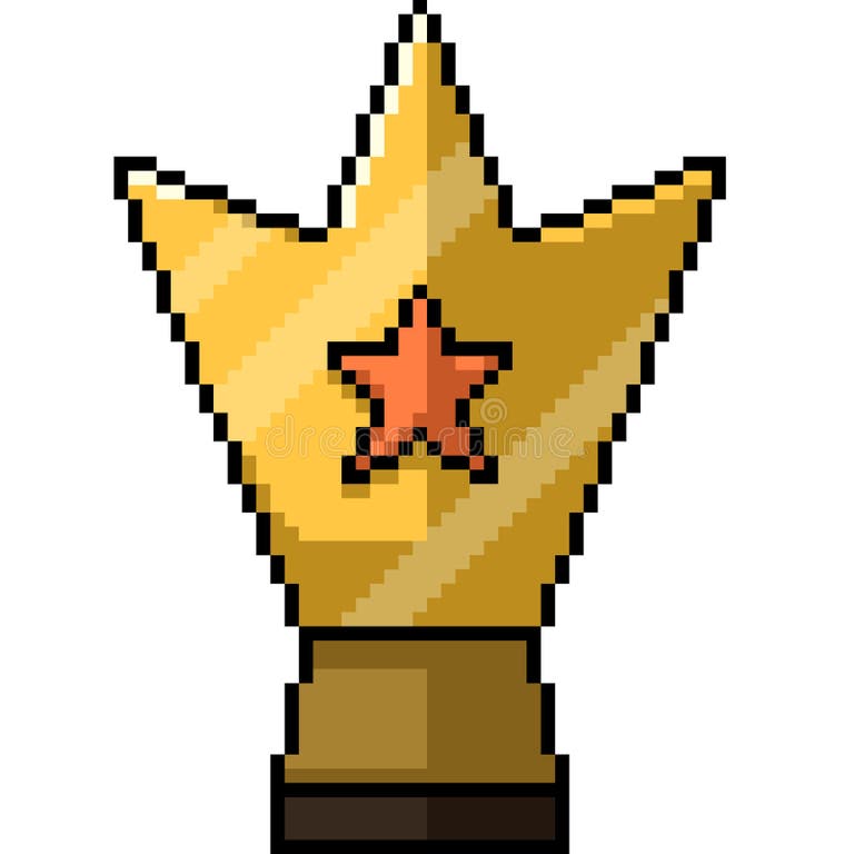 Pixel Art of Gold Winner Cup Stock Vector - Illustration of prize, star ...