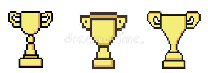 Pixel Art Golden Trophy Cup Icon Vintage, 8 Bit, 80s, 90s Games Stock ...