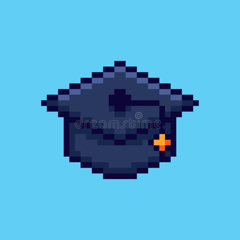 Pixel Art Graduation Hat Game Asset Design Stock Vector - Illustration ...