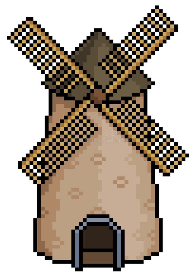 Pixel Art Grain Mill Vector Item for Game 8bit Stock Vector ...