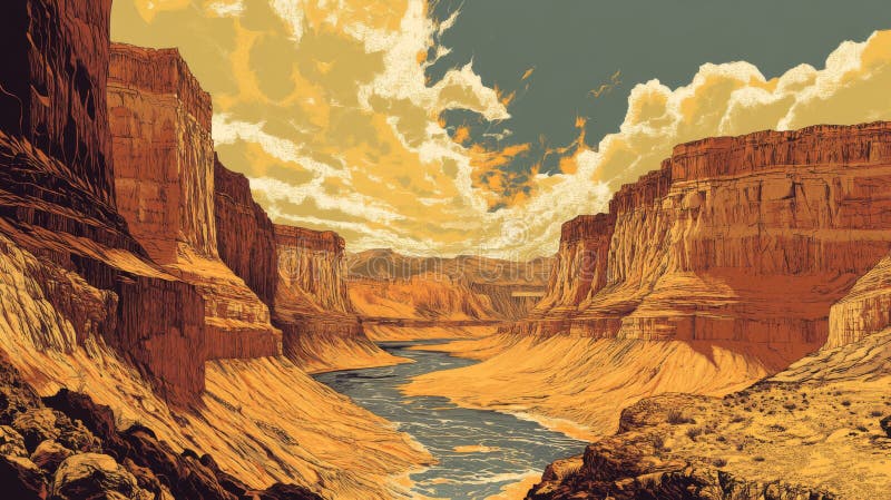 Pixel Art Grand Canyon Landscape Stock Illustration - Illustration of ...