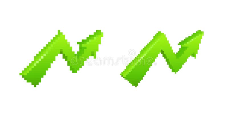 Pixel Art Green Arrows Pointing Upwards Symbolize Growth and Progress ...