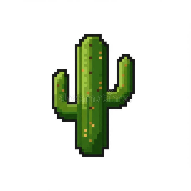 Pixel Art Green Cactus Illustration Stock Illustration - Illustration ...