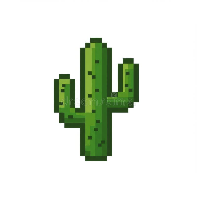Pixel Art Green Cactus Illustration Stock Illustration - Illustration ...
