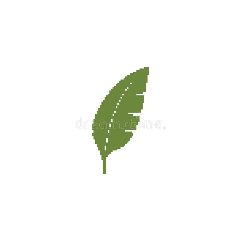 Pixel Art Green Leaf Illustration. Minimalistic Leaf Design in Retro ...