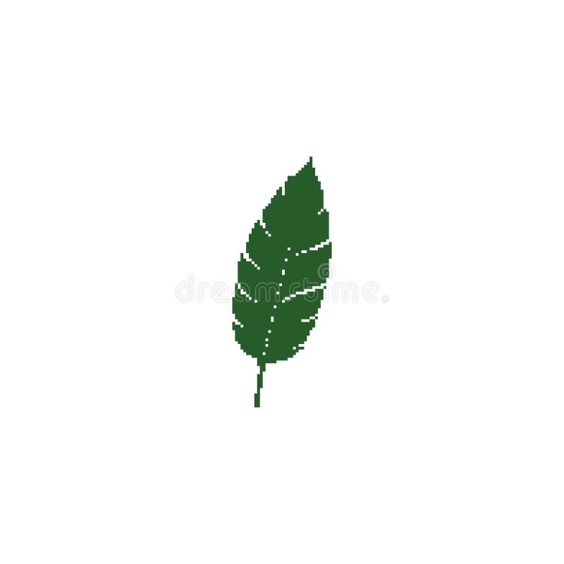 Pixel Art Green Leaf Illustration. Minimalistic Leaf Design in Retro ...