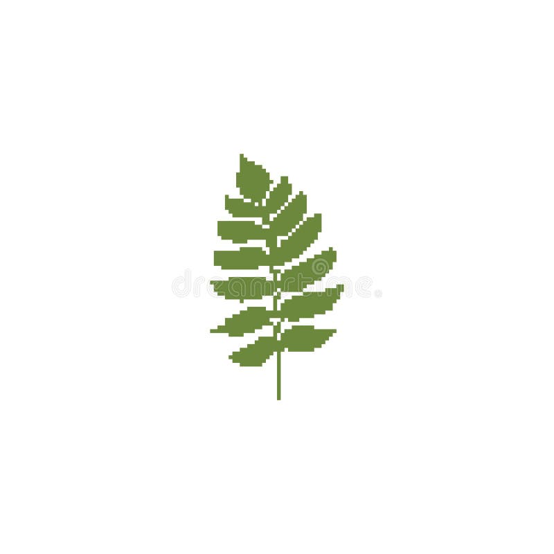 Pixel Art Green Leaf Illustration. Minimalistic Leaf Design in Retro ...