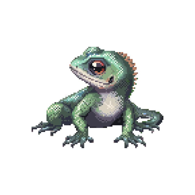 Pixel Art Green Lizard. Vector Illustration Design Stock Illustration - Illustration of nature ...