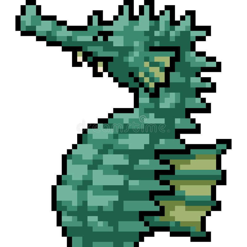 Pixel Art Green Seahorse Monster Stock Vector - Illustration of cartoon ...