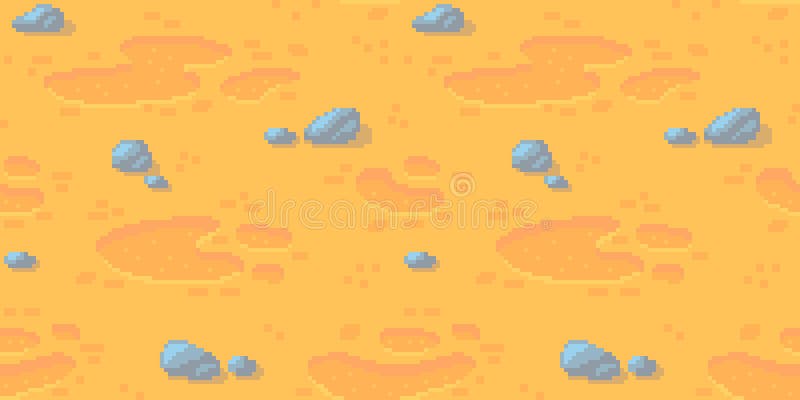 Pixel Art Ground with Stones Background. Seamless Soil Texture Backdrop ...