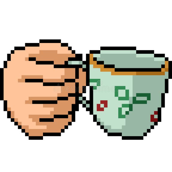 Pixel art hand hold cup stock vector. Illustration of hold - 273961921