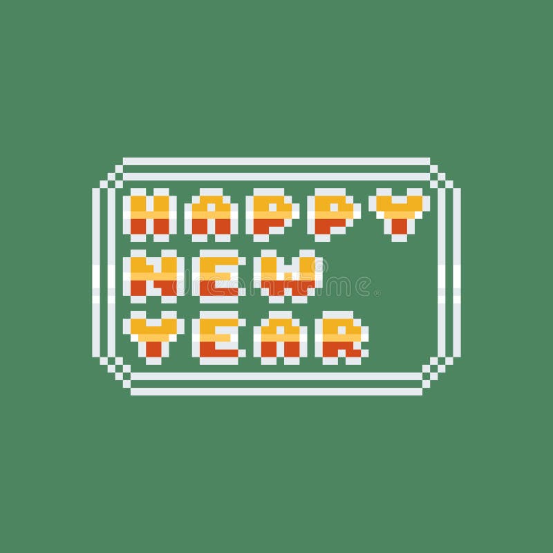 Pixel Art Happy New Year Glossy Text Design. Stock Vector ...