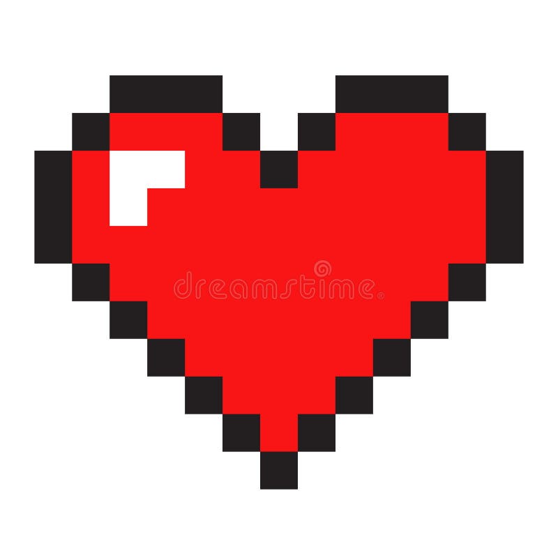 Pixel Art Heart Isolated on White Background Stock Vector ...
