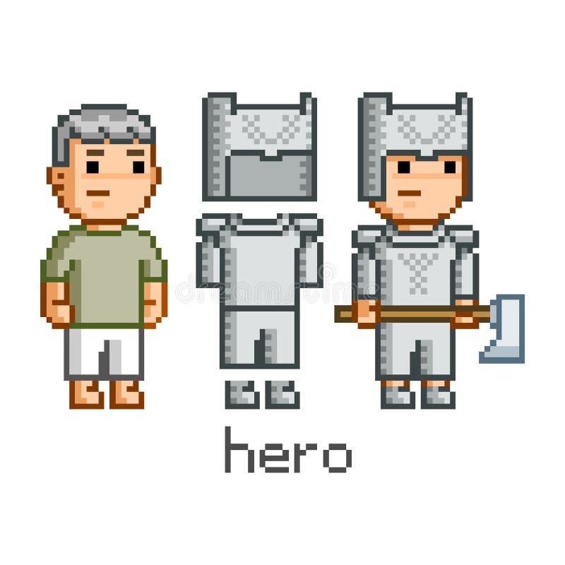 Pixel art hero stock vector. Illustration of pixel, justice - 53644507