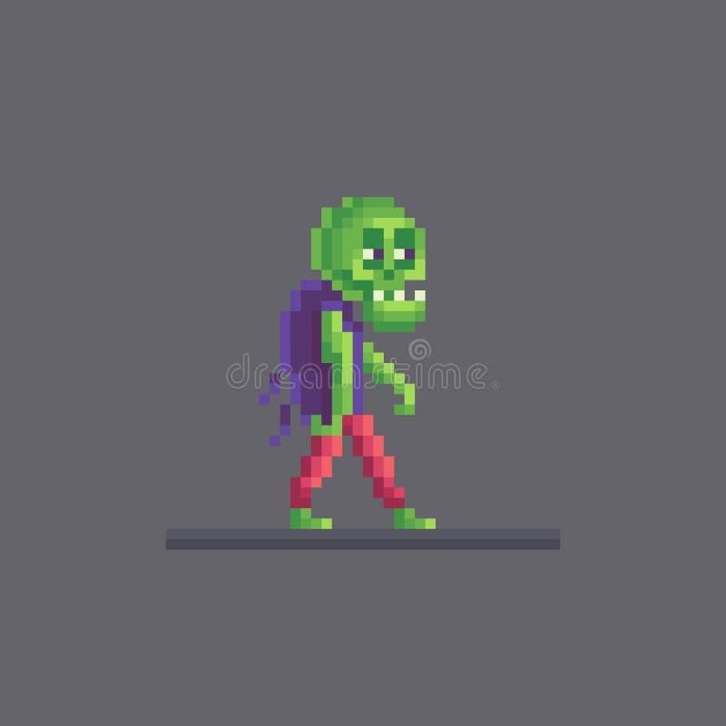 Pixel Art Horrible Zombie Character Stock Vector - Illustration of hero ...