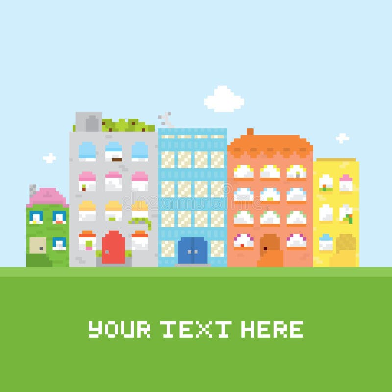 Pixel Art House Vector Set Card Stock Vector - Illustration of building ...