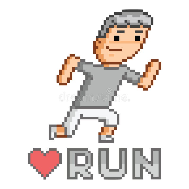 Pixel Art Running Man for Game and Design Stock Illustration ...