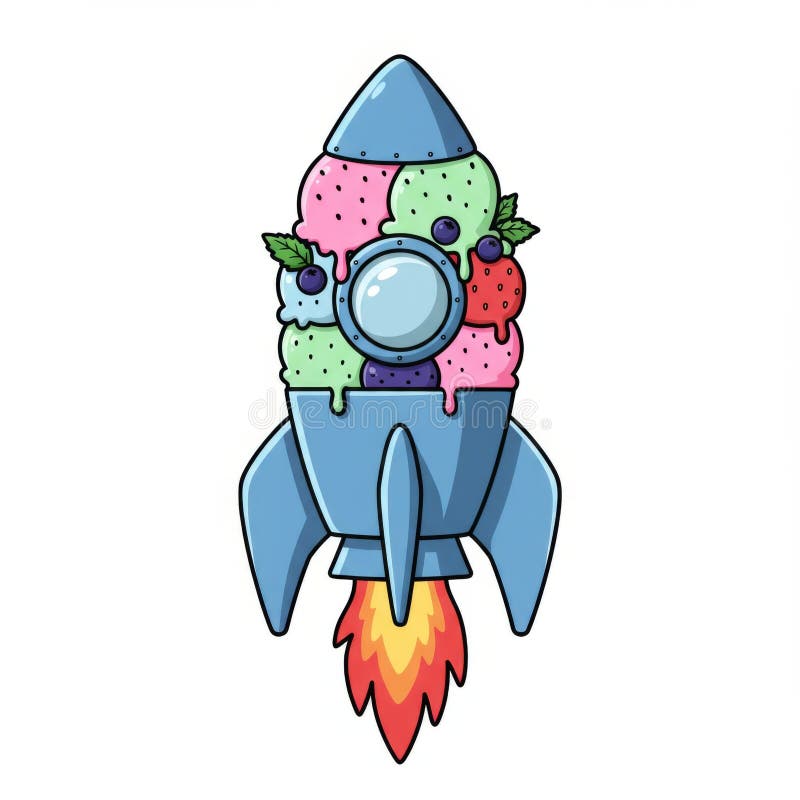 Pixel Art Ice Cream Rocket Launching Stock Illustration - Illustration ...