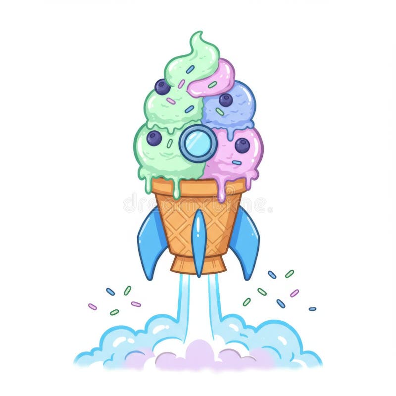 Pixel Art Ice Cream Rocket Launching Stock Illustration - Illustration ...