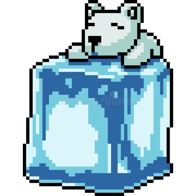 Pixel Art of Ice Cube Polar Bear Stock Vector - Illustration of freeze ...