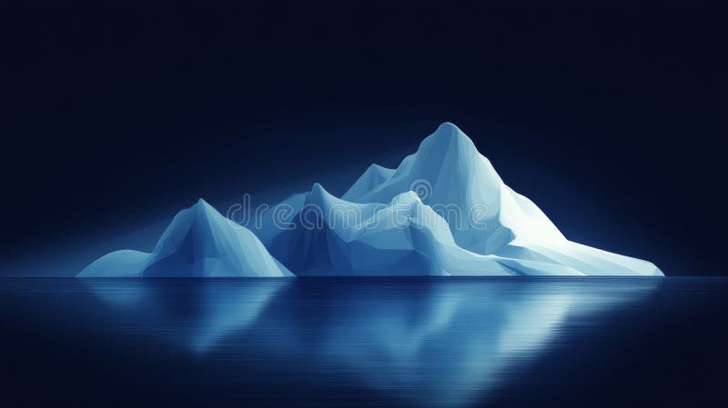 Pixel Art Iceberg at Night: Dark Blue Ocean and Cold Reflection Stock ...