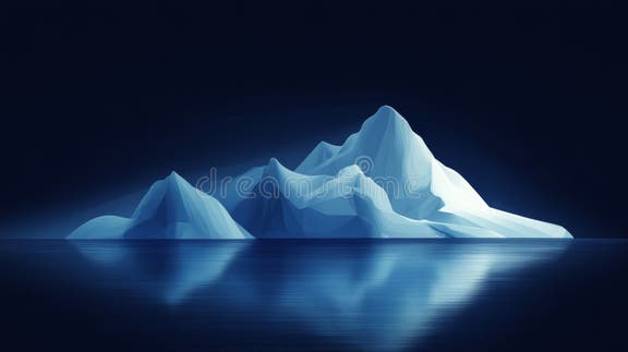 Pixel Art Iceberg at Night: Dark Blue Ocean and Cold Reflection Stock ...
