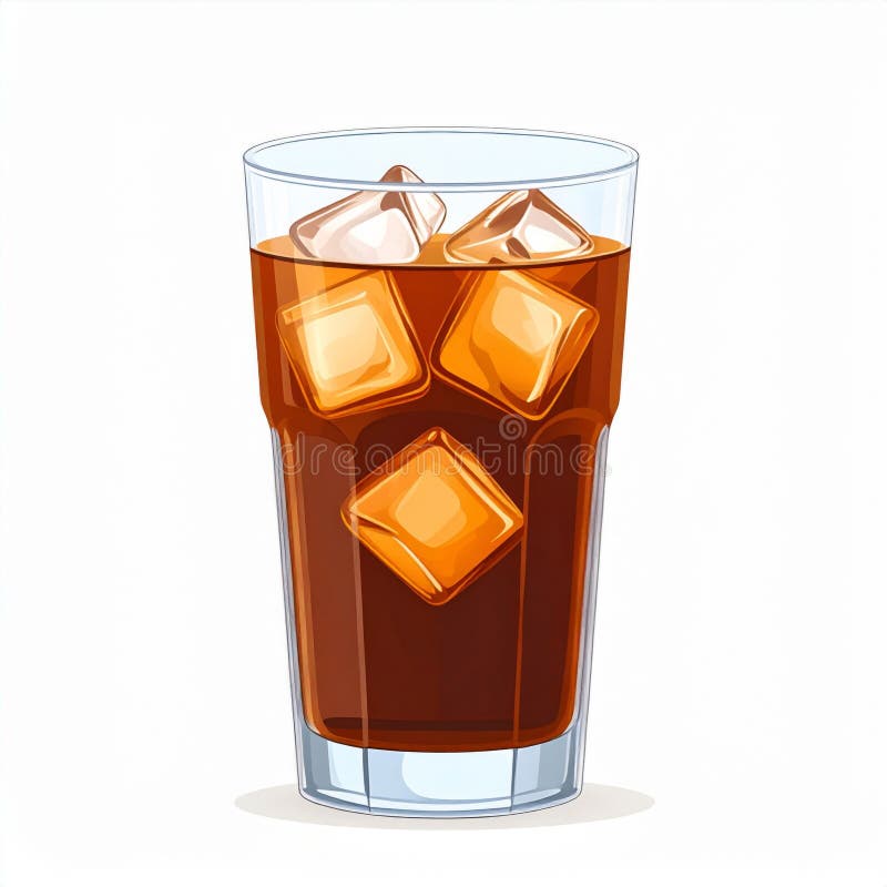 Pixel Art of Iced Cola Drink with Ice Cubes on White Background Stock ...