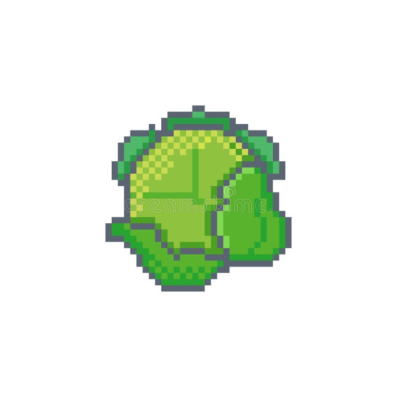 Cabbage Pixel Art. Head of Cabbage 8 Bit. Pixelate Vegetable Stock ...