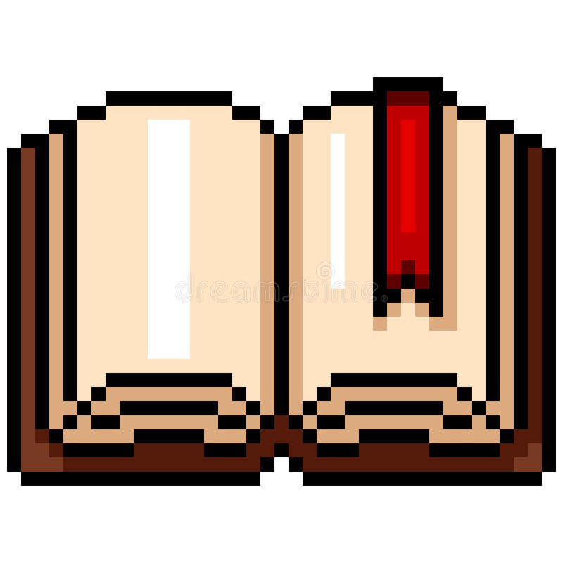 Pixel Art Icon Open Book with Red Bookmark Stock Vector - Illustration ...