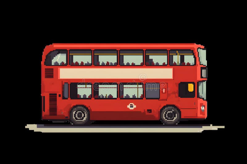 Pixel Art of Iconic Red Double-decker Bus Side View Stock Illustration ...