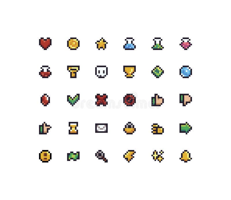 Pixel Art Icons vektor abbildung. Illustration von entdeckung - 105761464