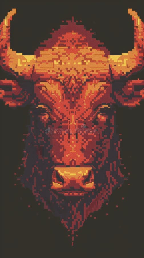 Pixel Art Illustration of a Bull Stock Photo - Image of graphic ...