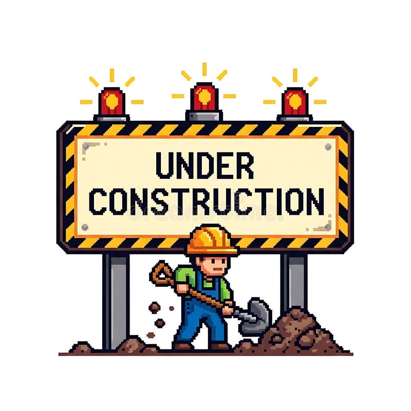 Pixel Art Under Construction Scene Stock Illustration - Illustration of ...