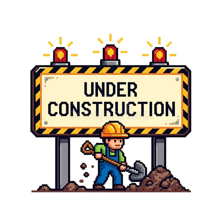 Pixel Art Under Construction Scene Stock Illustration - Illustration of ...