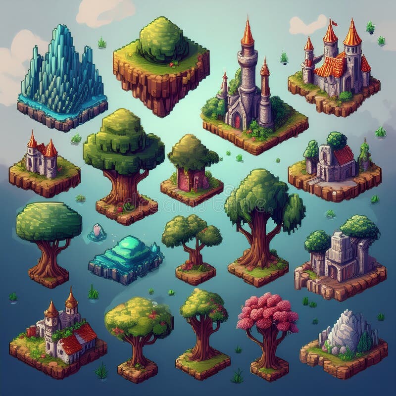 Set of Playhouses and Houses Stock Illustration - Illustration of ...