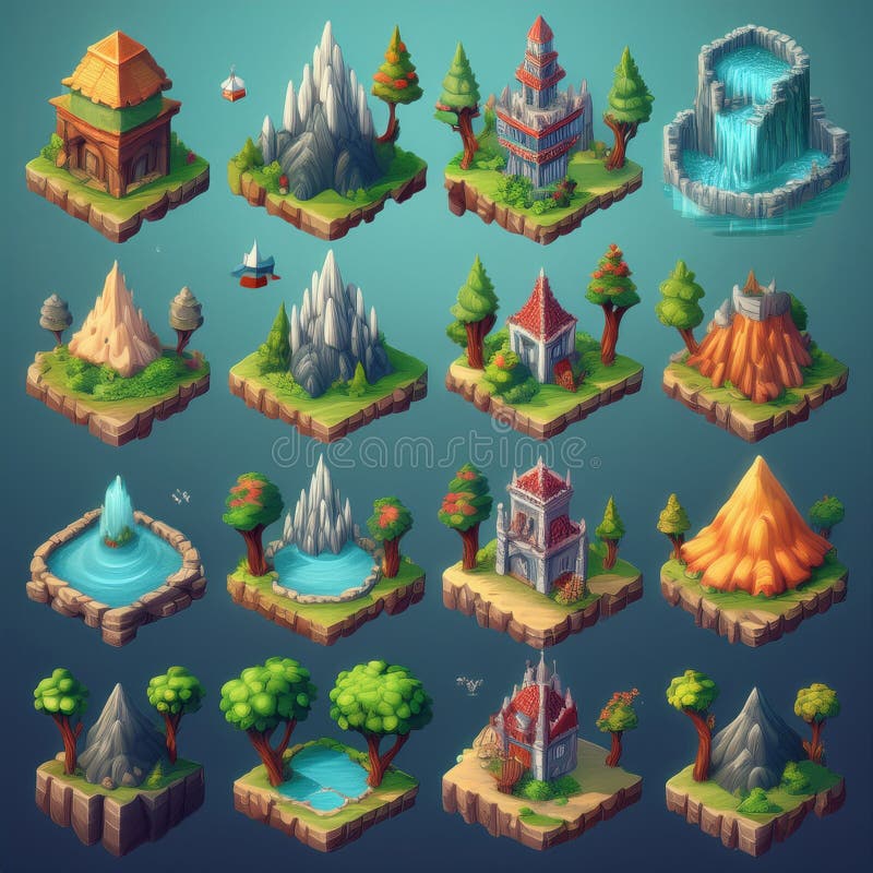 Set of Playhouses and Houses Stock Illustration - Illustration of vary ...