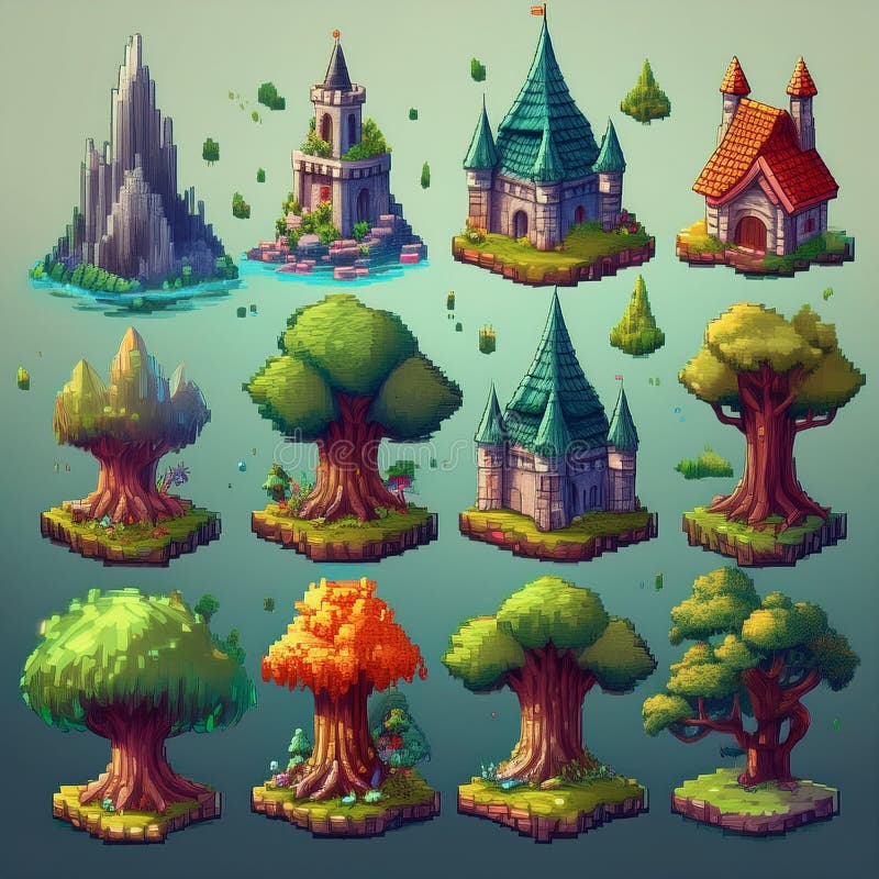 Set of Playhouses and Houses Stock Illustration - Illustration of ...