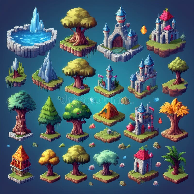 Set of Playhouses and Houses Stock Illustration - Illustration of ruins ...