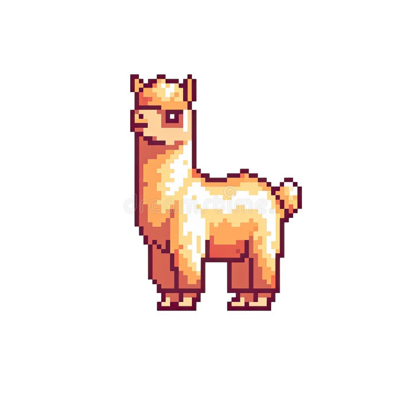 Adorable Pixel Art Alpaca, Cute Cartoon Llama Illustration Stock ...