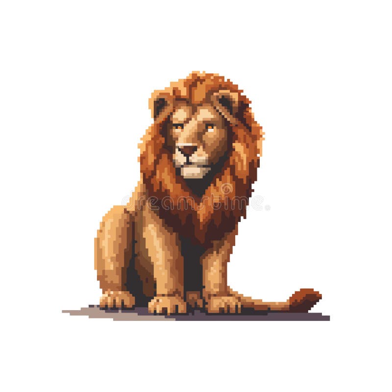 Pixel Art Illustration of Majestic Lion. Vector Illustration Design ...