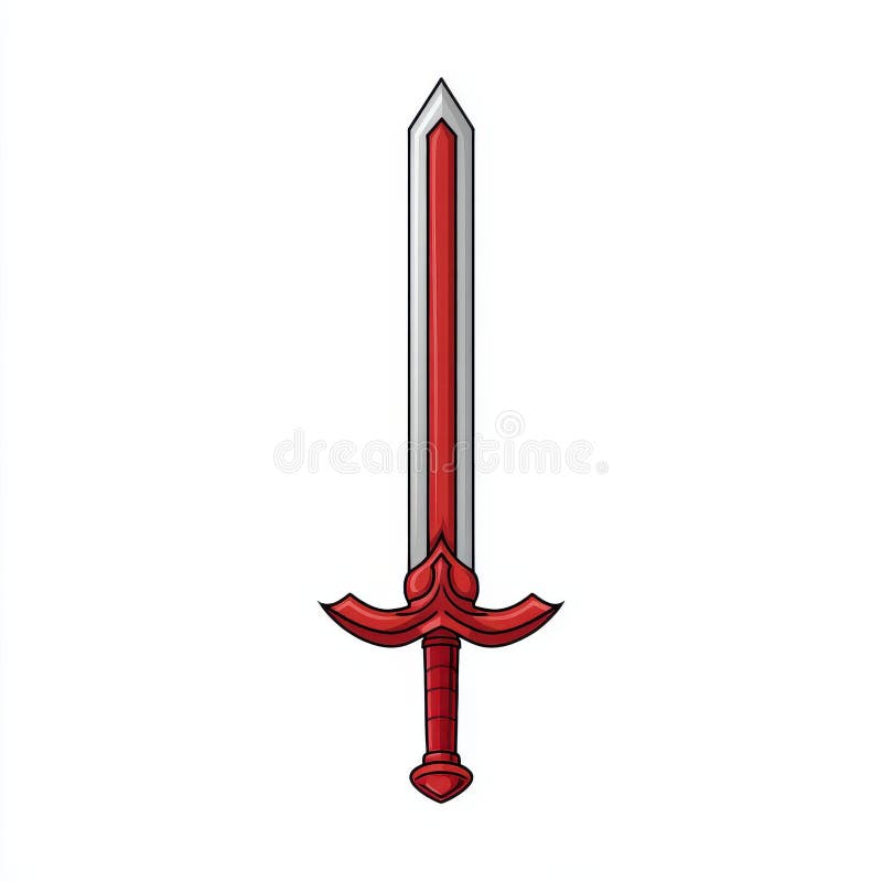 Pixel Art Red and Silver Longsword on White Background Stock ...