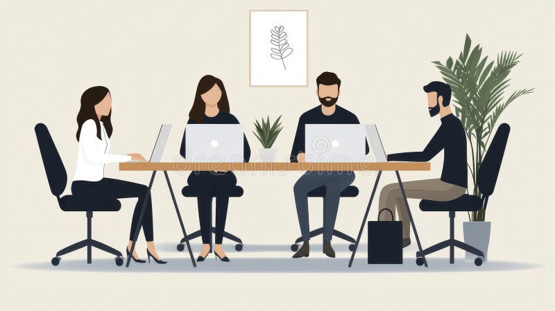 Pixel Art Illustration of a Team Meeting in a Minimalist Office Stock ...