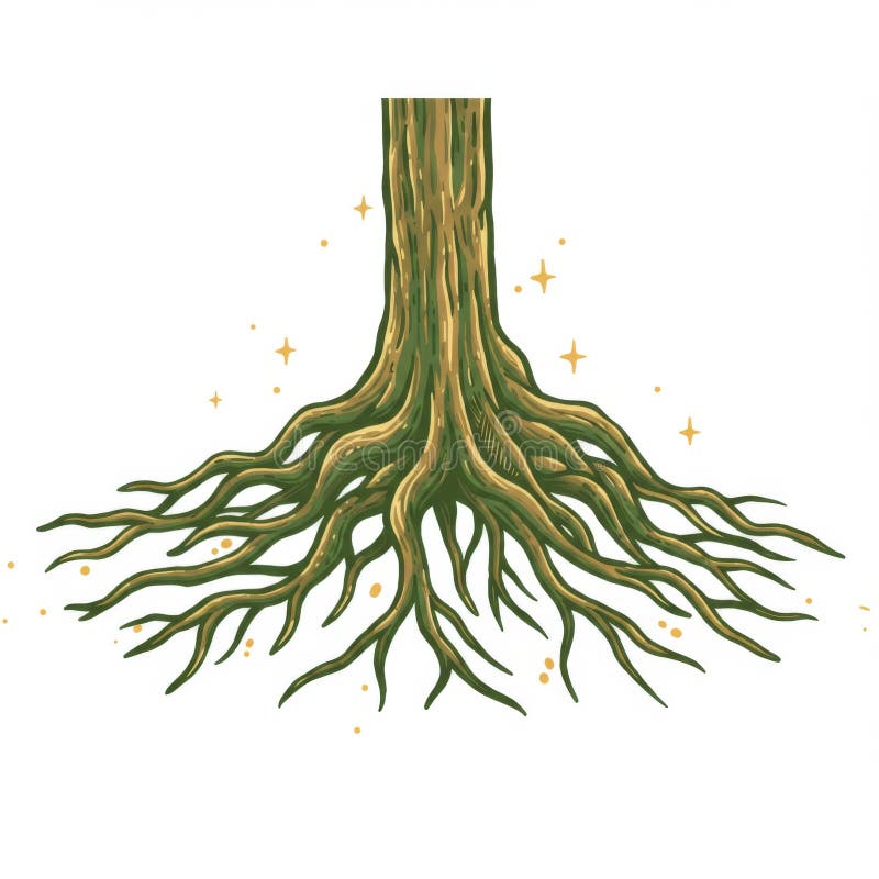 Pixel Art Illustration of Tree Roots System with Detailed Branching and ...