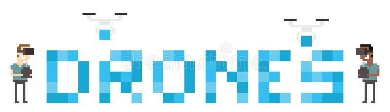 Pixel Art Image of Drone Building Graphic of Word DRONES Stock Vector ...