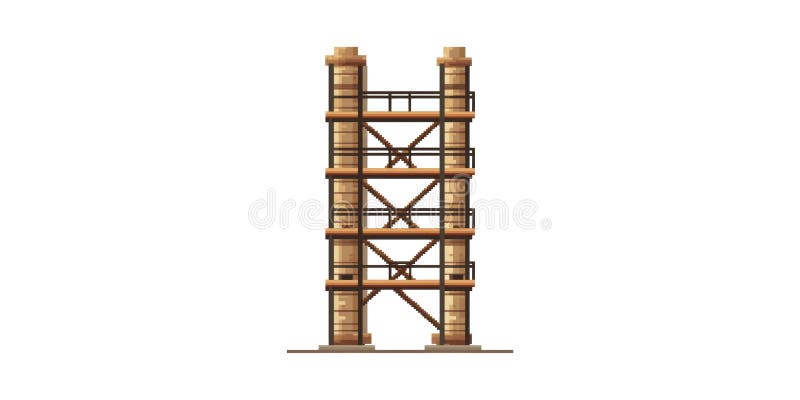 Pixel Art Industrial Scaffolding Structure. Construction and ...