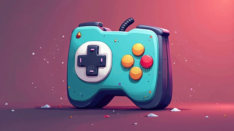 A Pixel-art Inspired 3D Game Controller Icon with Retro Colors, Slight ...