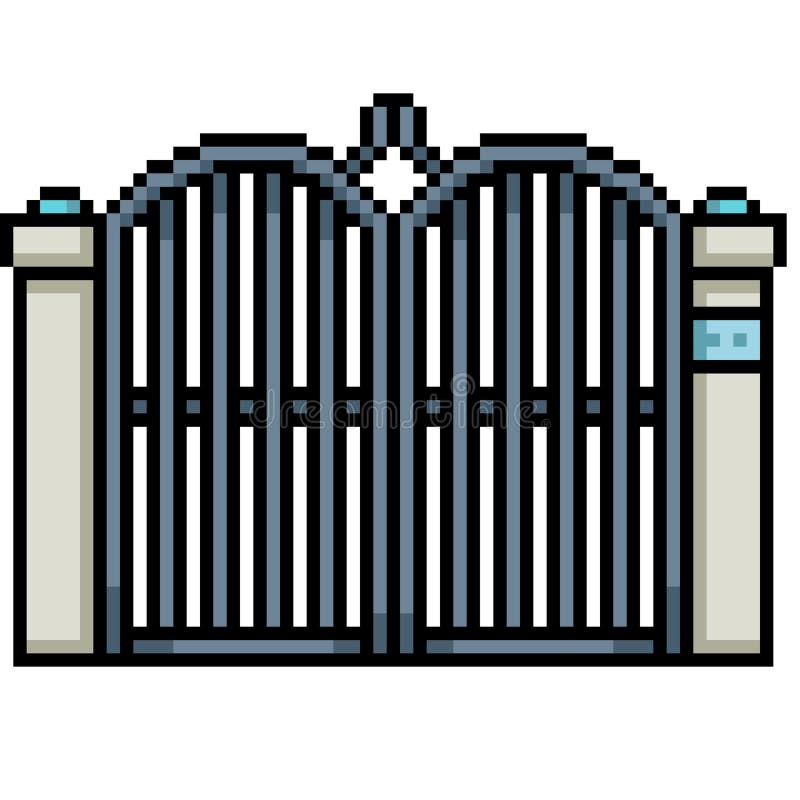 Pixel Art of Iron Fence Door Stock Vector - Illustration of concrete ...