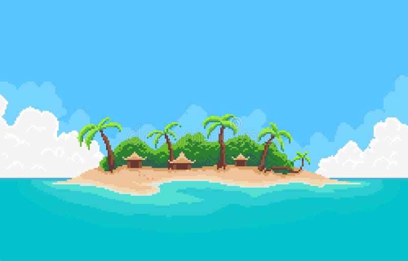 Pixel Art Island stock vector. Illustration of coast - 85535999