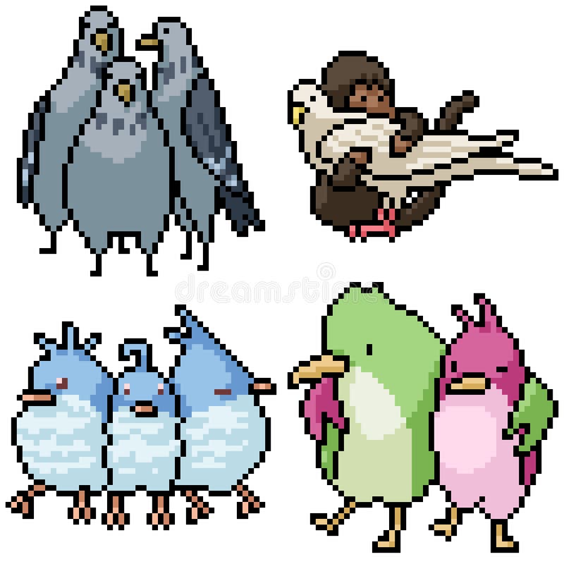 Pixel Art Bird Flying Animation Loop Stock Vector - Illustration of ...